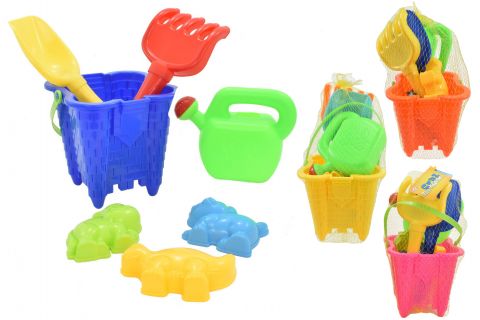20cm 7 piece Castle Bucket Set with Watering Can • DM Gould Wholesale